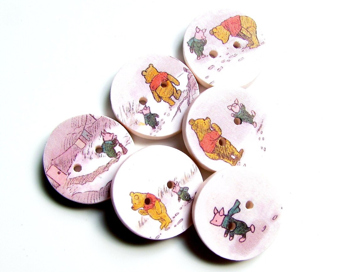 Handmade Winnie the Pooh Buttons - Pooh and Piglet Nearly Catch a ...