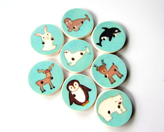Arctic Animal Buttons 18mm 22mm 1 25mm Australian | Etsy