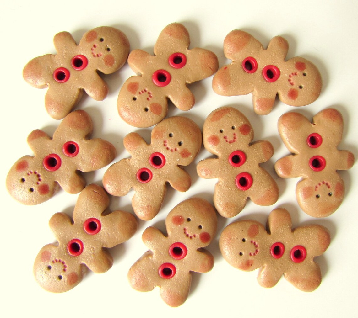 Gingerbread Man Buttons 18 X 24mm - Handmade in Australia - Mini Food ...