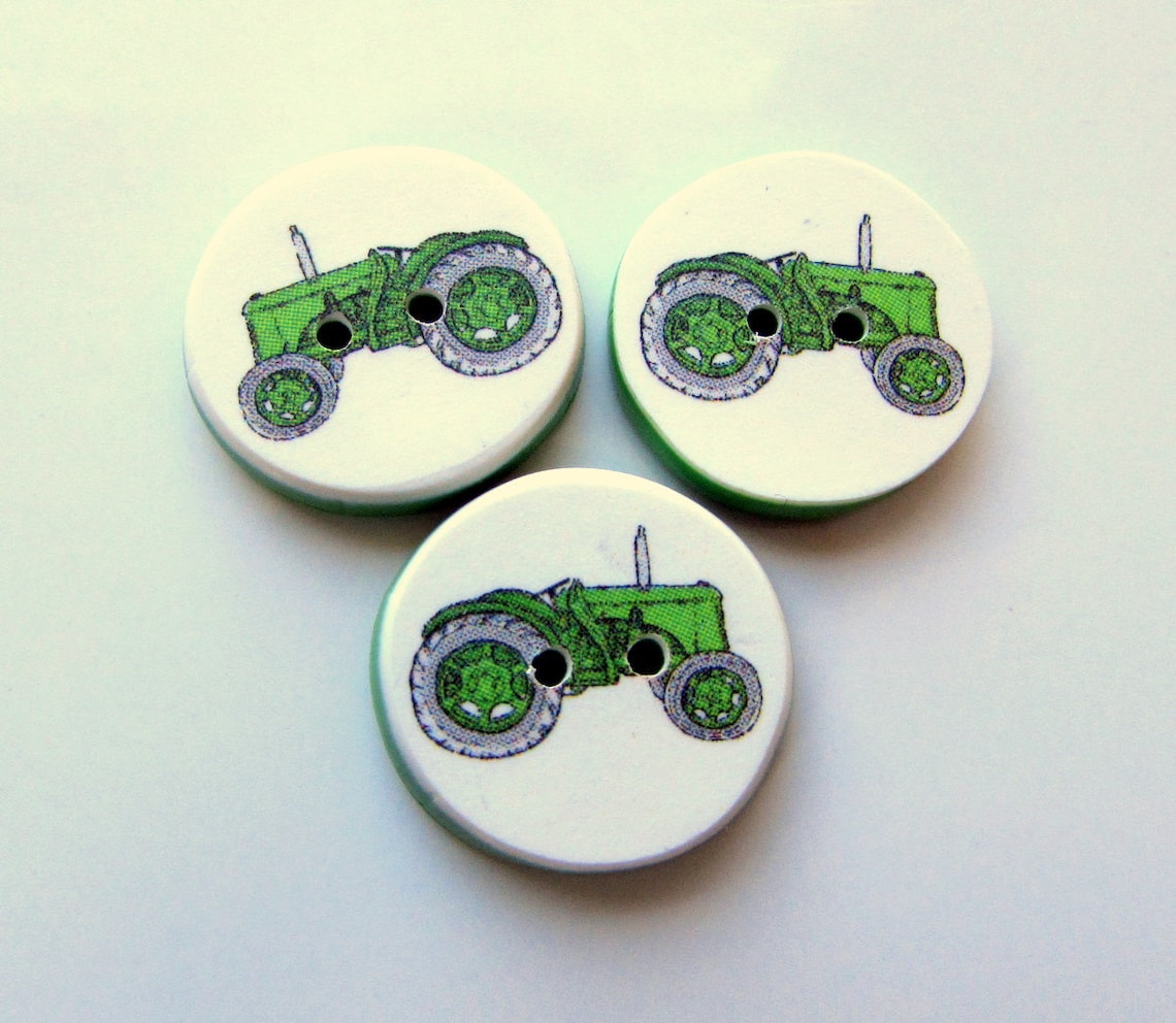 Tractor Buttons Green Tractors Handmade Buttons 18mm - Etsy