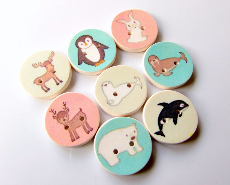 Arctic Animal Buttons 18mm 22mm 1 25mm Australian | Etsy