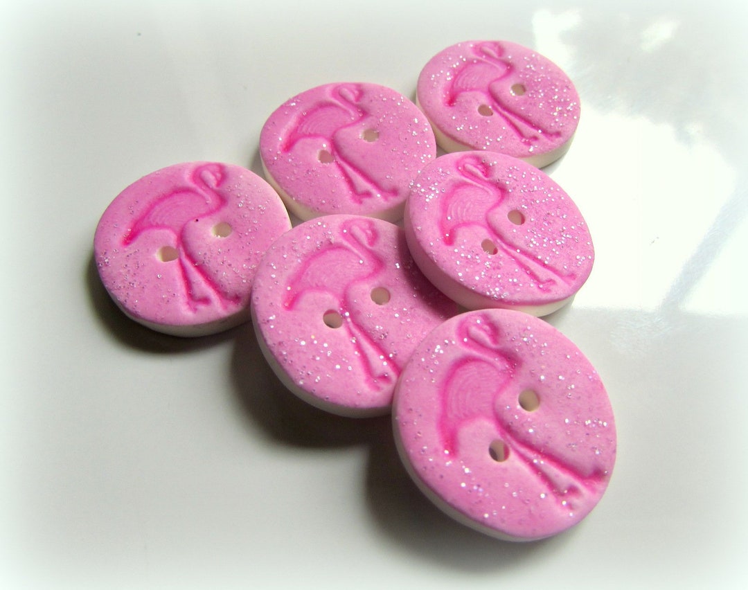 Sparkly Pink Flamingo 19mm Handmade Buttons - Etsy
