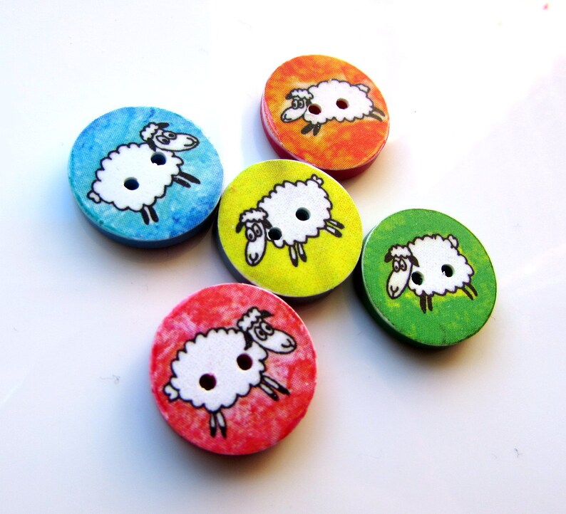 Sheep Buttons Rainbow Buttons Handmade Buttons for | Etsy
