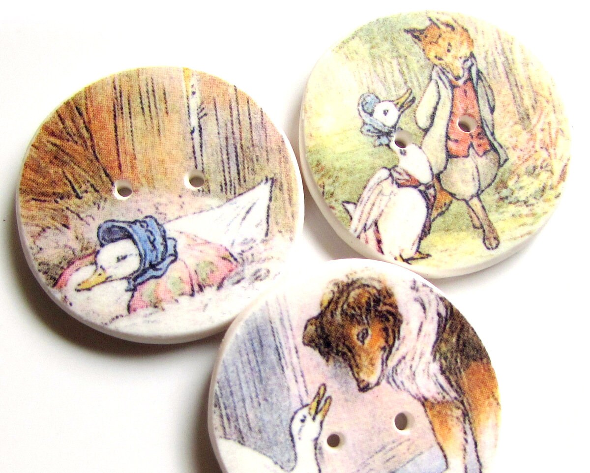 Jemima Puddleduck Buttons 16mm 19mm or 25mm 1 Inch. Cute | Etsy