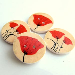 Poppy Buttons Splash of Red Red Poppies Handmade Buttons Australian ...