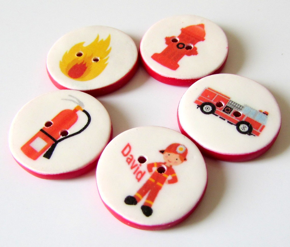 Fireman Buttons Firefighter Buttons Handmade Buttons | Etsy
