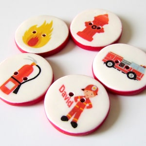 Fireman Buttons - Firefighter Buttons - Handmade Buttons - Cute Kids ...