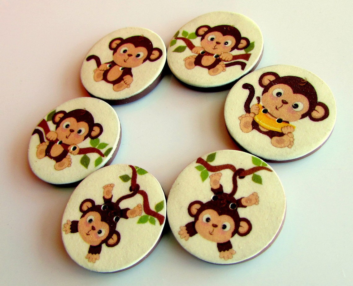 Monkey Buttons 19mm 3/4 or 25mm 1 Cute - Etsy