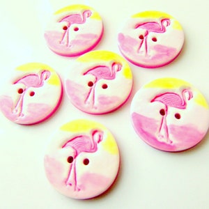 Flamingo Buttons - Handpainted - Pink Flamingos - Handmade in Australia ...