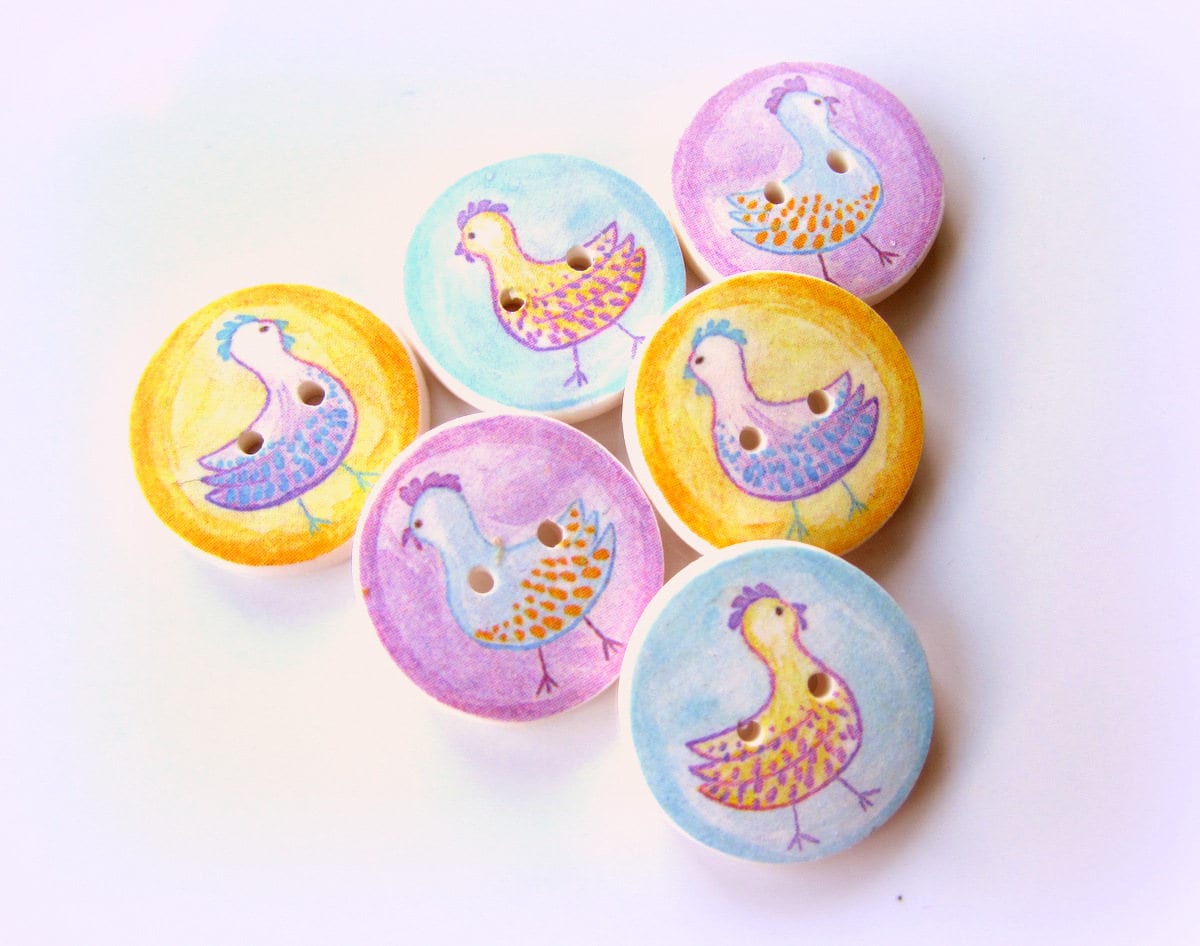 Chicken Buttons 18mm 22mm or 24mm 2/3 7/8 or - Etsy