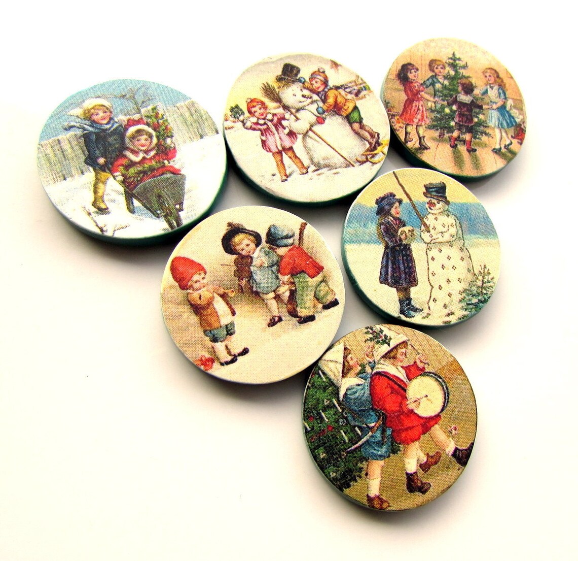 VINTAGE Christmas Advent Token Button Decoration Set - 25 Different ...