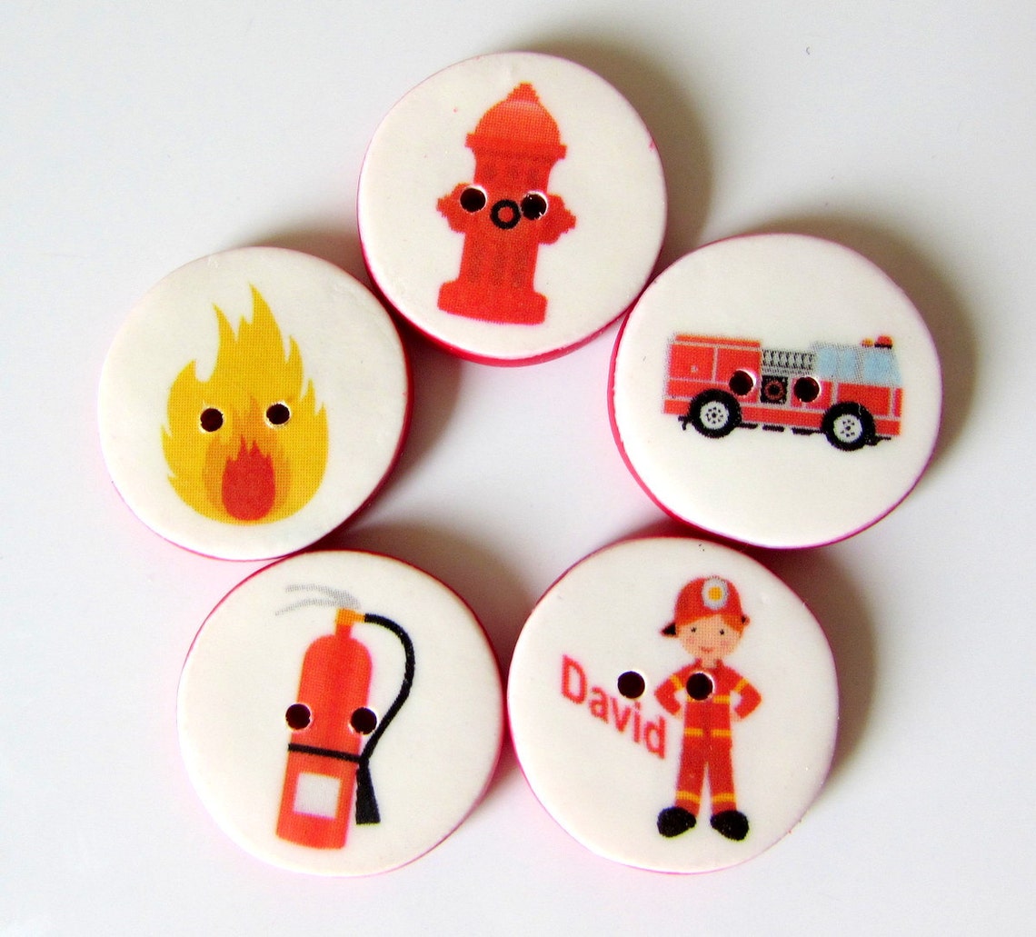 Fireman Buttons Firefighter Buttons Handmade Buttons - Etsy