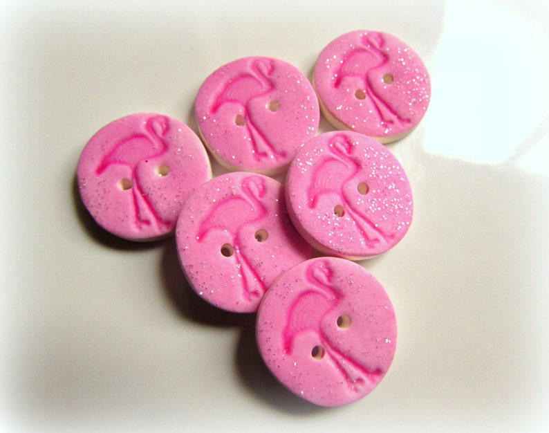 Sparkly Pink Flamingo 19mm Handmade Buttons | Etsy