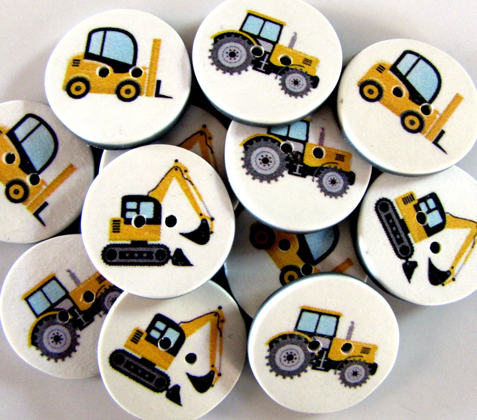 Tractor Buttons - Digger Buttons - Truck Buttons - 18mm - Boy Buttons ...