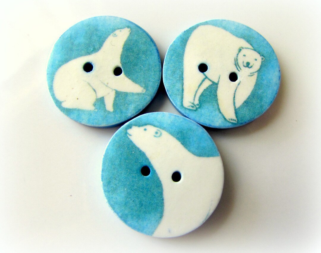 Polar Bear Buttons Aqua Buttons Blue and White Buttons Polar Bears ...