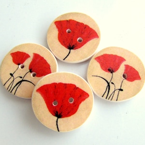 Poppy Buttons Splash of Red Red Poppies Handmade Buttons Australian ...