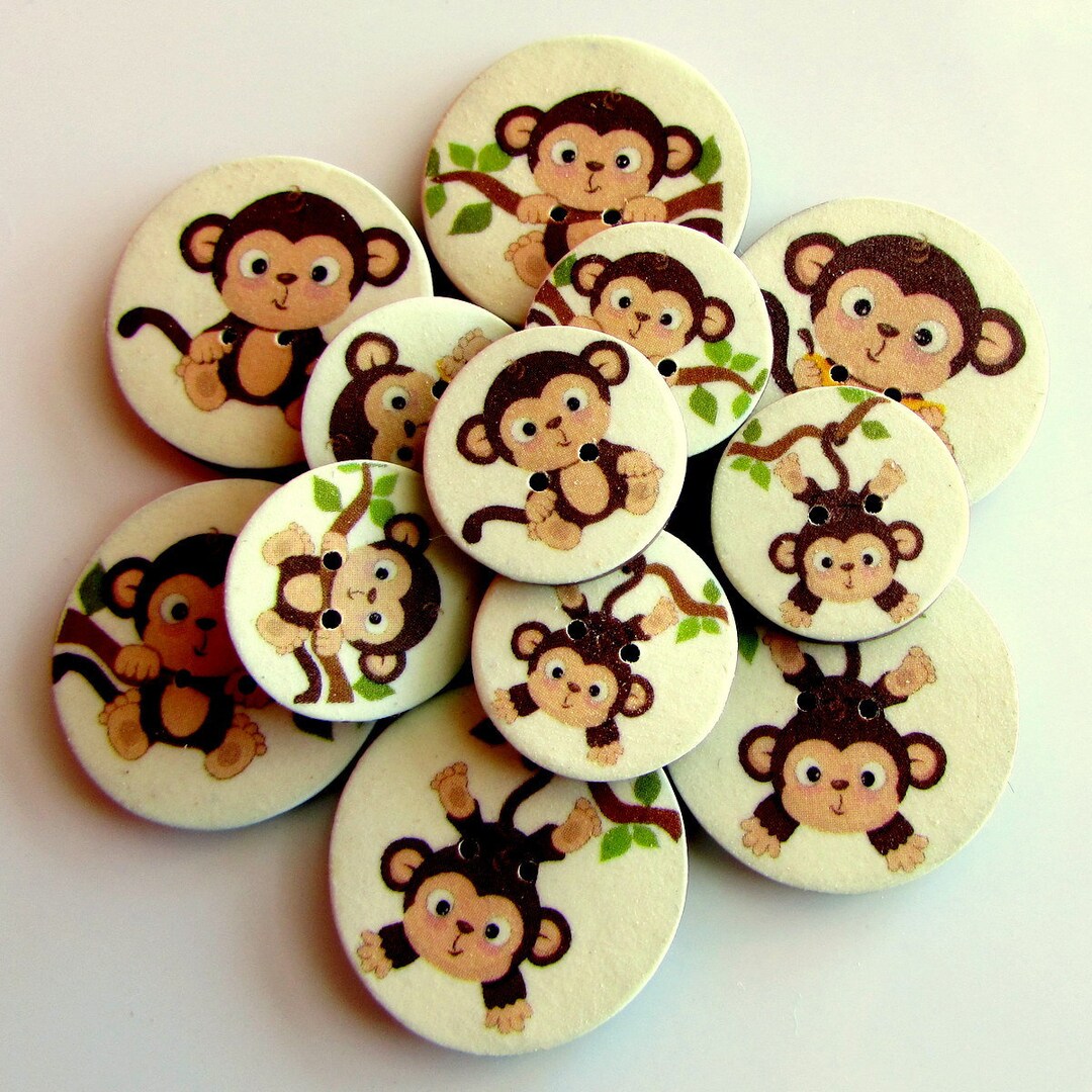Monkey Buttons 19mm 3/4 or 25mm 1 Cute Handmade Buttons Made in ...