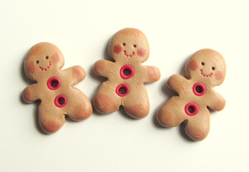 Gingerbread Man Buttons 18 X 24mm - Handmade in Australia - Mini Food ...