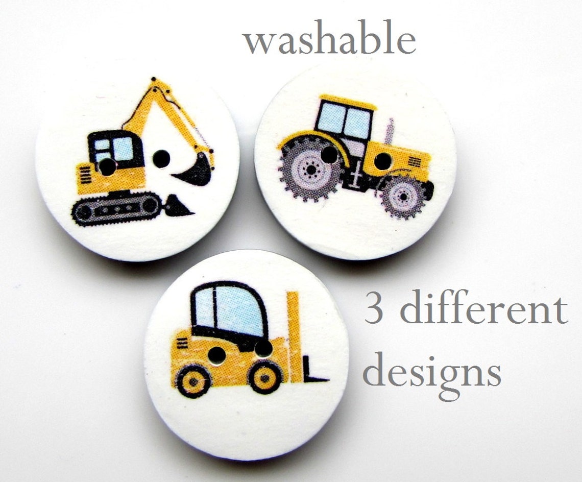 Tractor Buttons - Digger Buttons - Truck Buttons - 18mm - Boy Buttons ...
