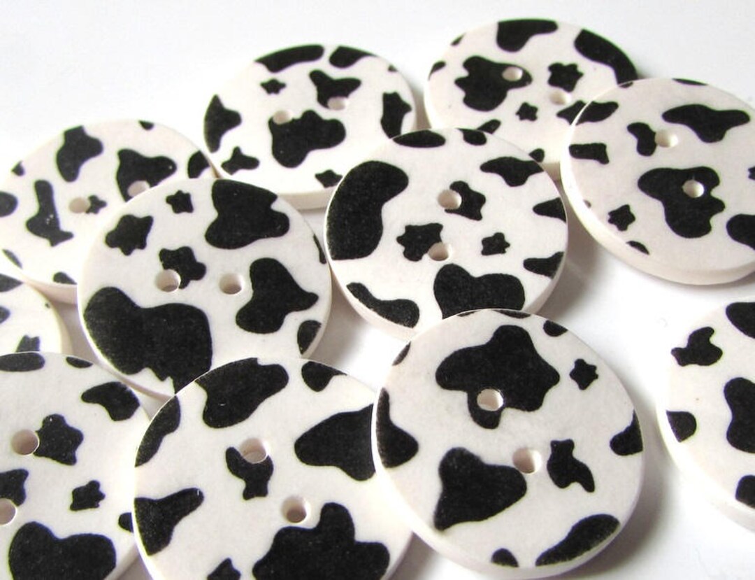 Cow Buttons Cow Print Cow Pattern Cow Spots Black and White Buttons ...