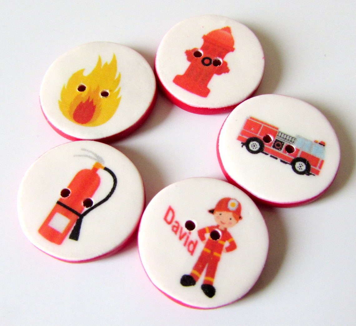 Fireman Buttons Firefighter Buttons Handmade Buttons - Etsy