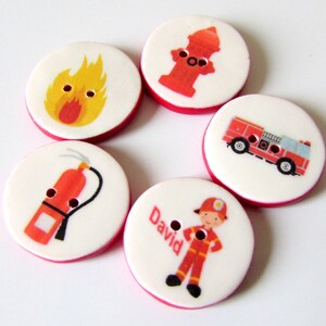 Fireman Buttons - Firefighter Buttons - Handmade Buttons - Cute Kids ...