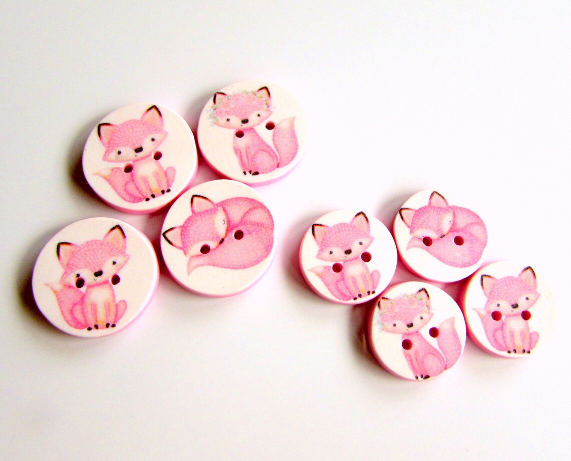 Pink Fox Buttons Made in Australia Small Medium and Large - Etsy
