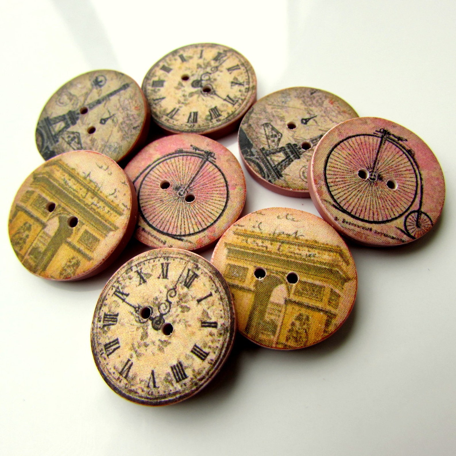 Shabby Chic Paris Buttons 1 Penny Farthing Eiffel - Etsy