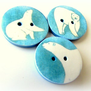 Polar Bear Buttons Aqua Buttons Blue and White Buttons Polar Bears ...