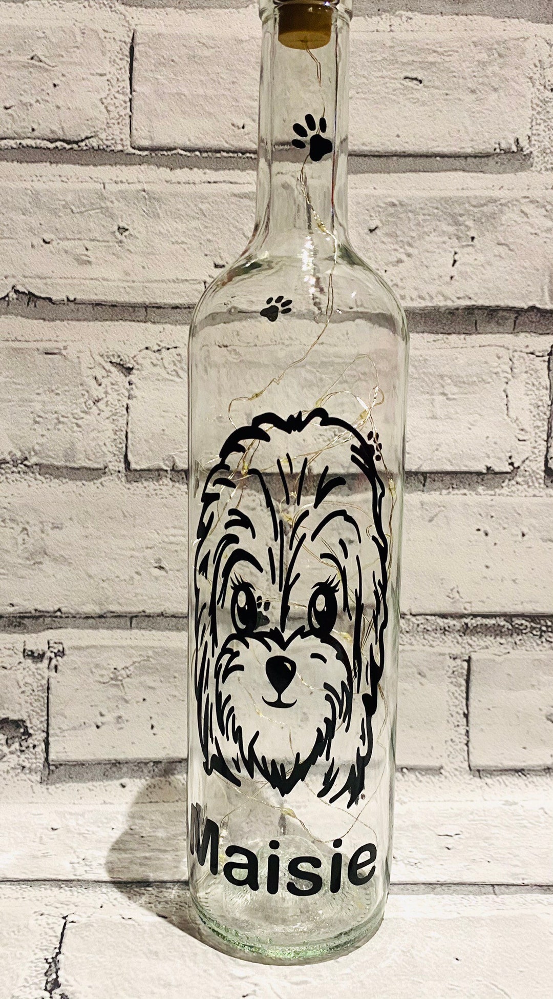 Personalised Cavapoo Dog Light up Bottle Dog Memorial Pet Memorial ...