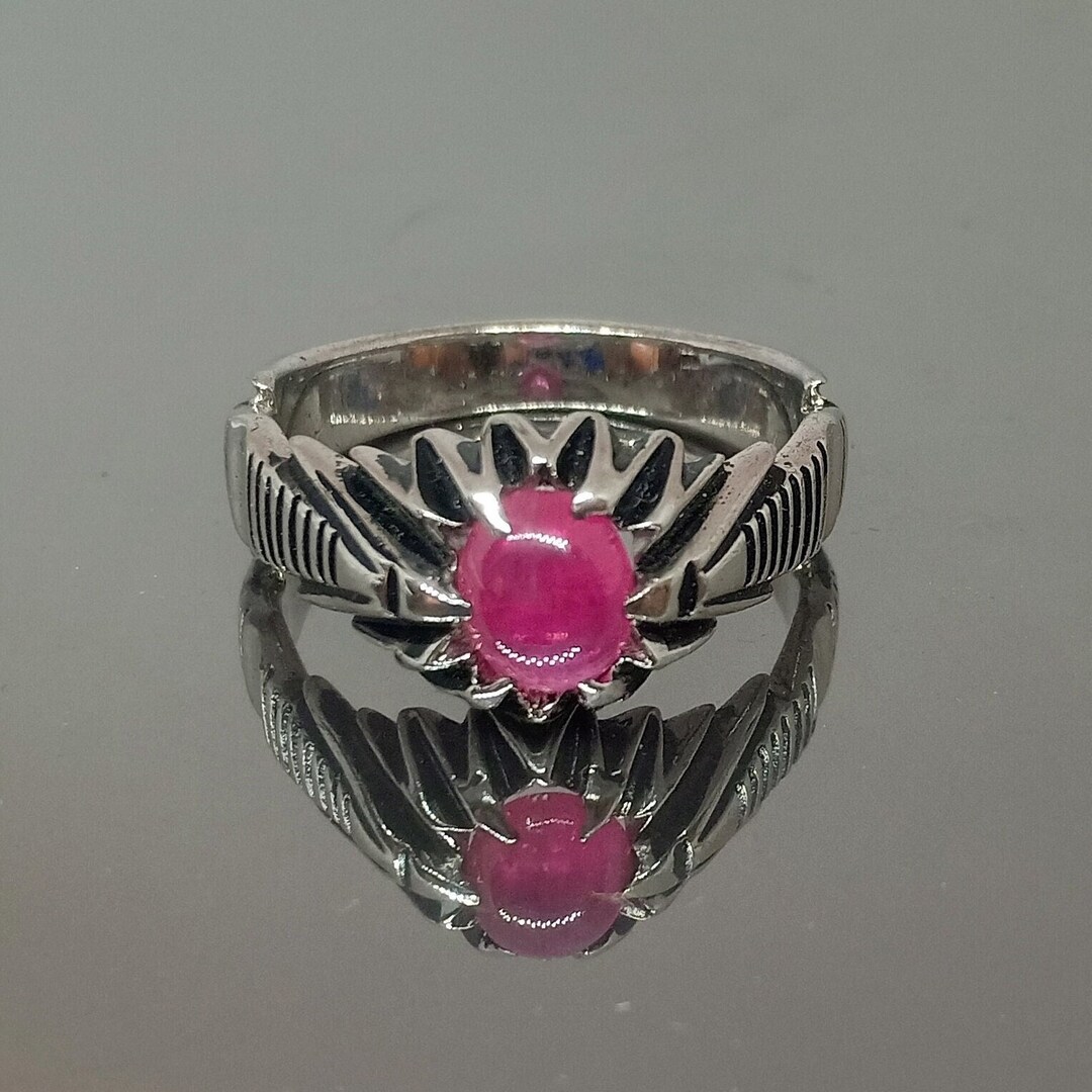 Natural Ruby Engagement Rings for Men, Ruby Ring Sterling Silver, Ruby ...