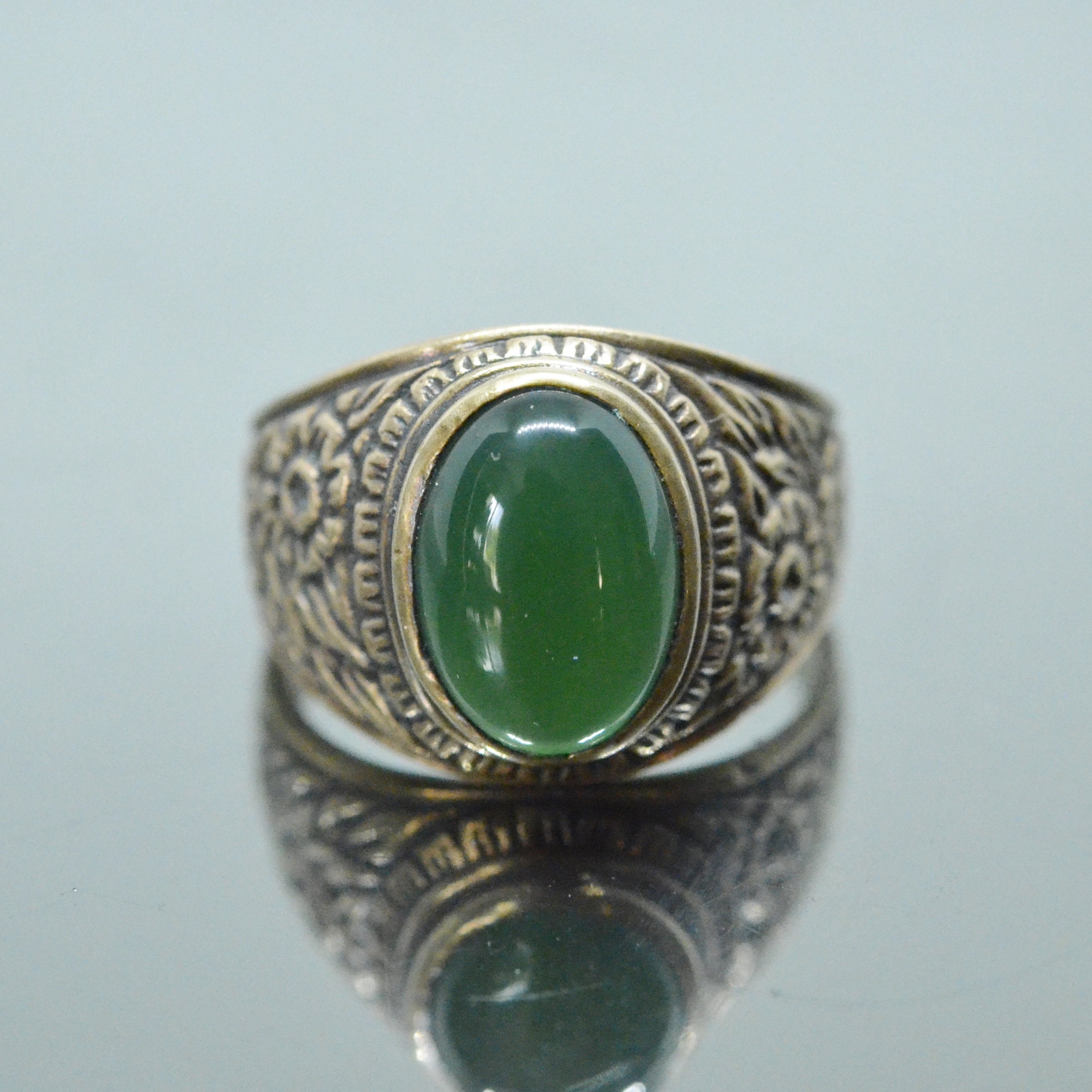 Unique Green Onyx Sufi Ring Aqeeq Bronze Ring for Men | Etsy
