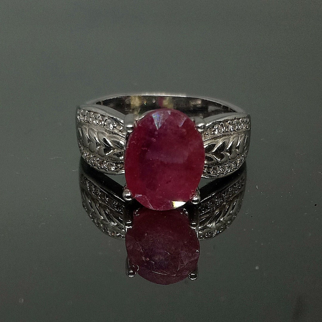 Natural Ruby Ring Sterling Silver, Ruby Engagement Rings for Women ...