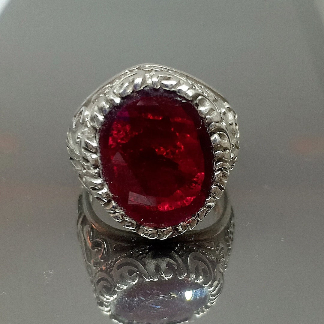 Shia Ring Ya Ali Ya Zahra Calligraphy, Natural Ruby Islamic Rings for ...