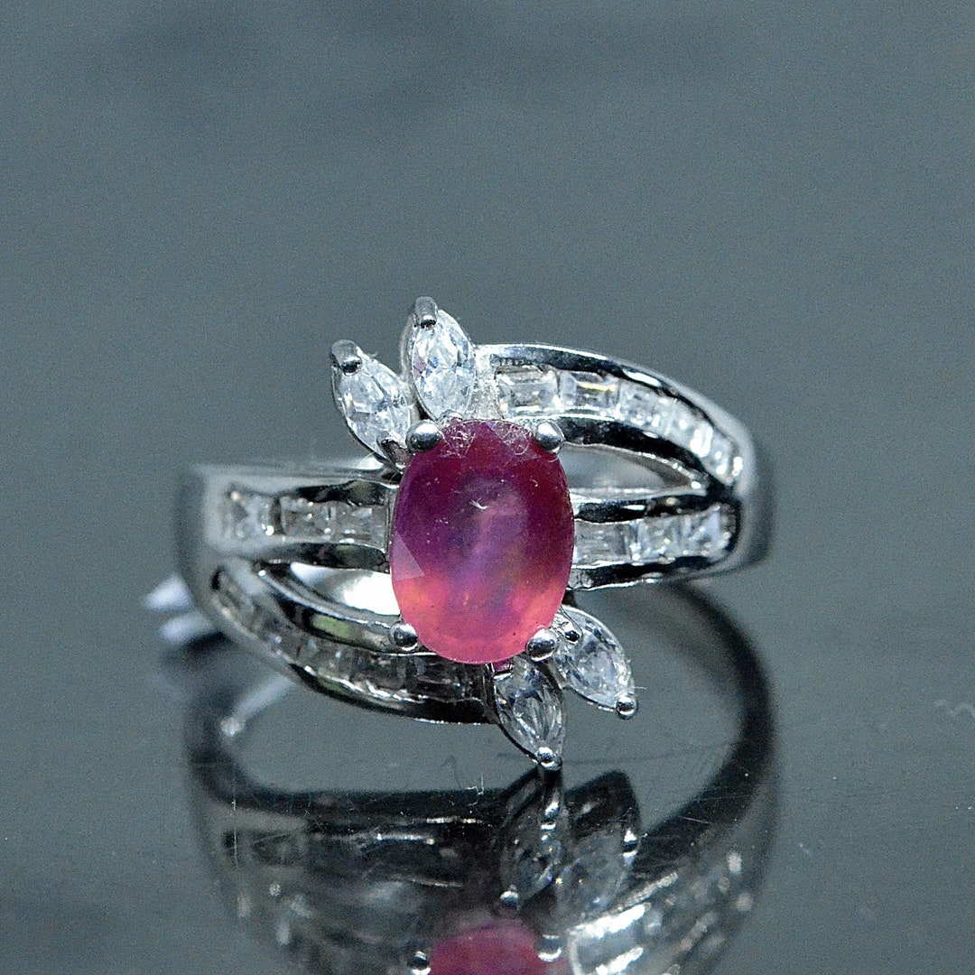 Natural Ruby Ring for Women Vintage Design, Ruby Ring Sterling Silver ...