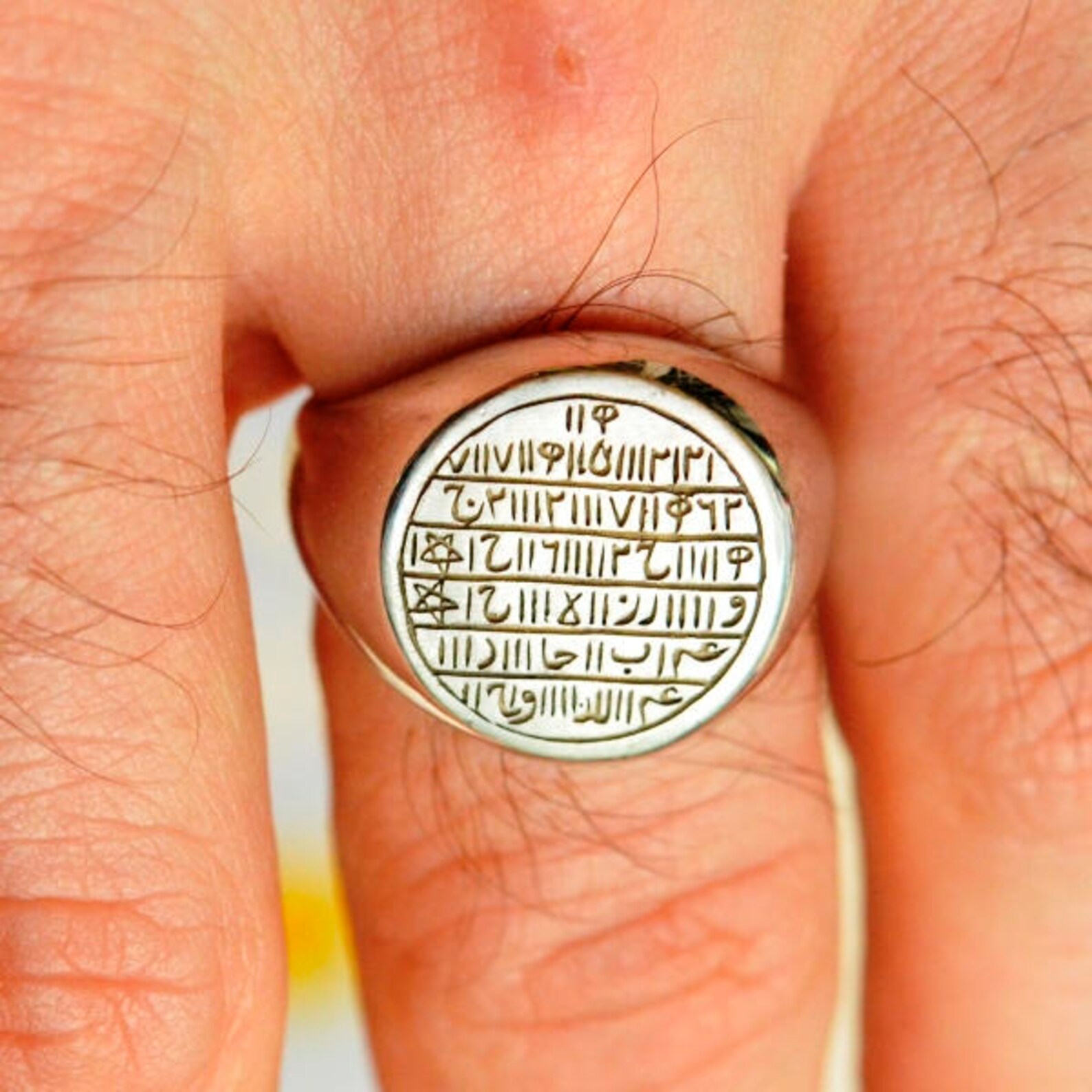 Rare Islamic Talisman Signet Ring: Sterling Silver Amulet, Protection ...