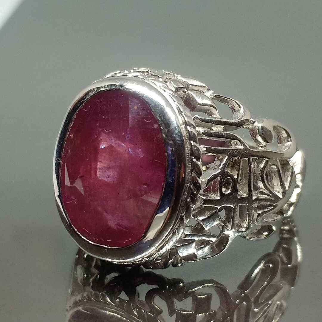 Islamic Ya Fatima Tu Zahra Ring, Natural Ruby Islamic Rings for Men, Ruby Islamic Rings Sterling ...