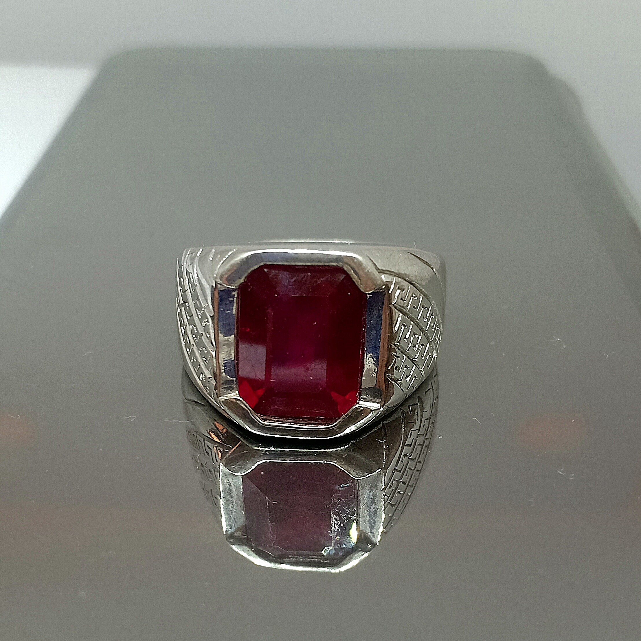 Genuine Ruby Ring Emerald Cut Ruby Mens Ring Ruby Ring | Etsy