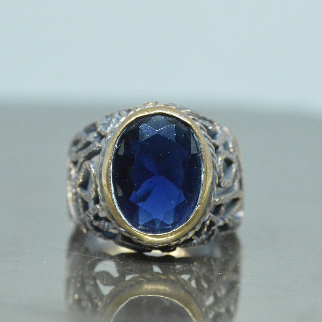 Rare Islamic Calligraphy Bronze Ring Blue Cubic Zirconia - Etsy