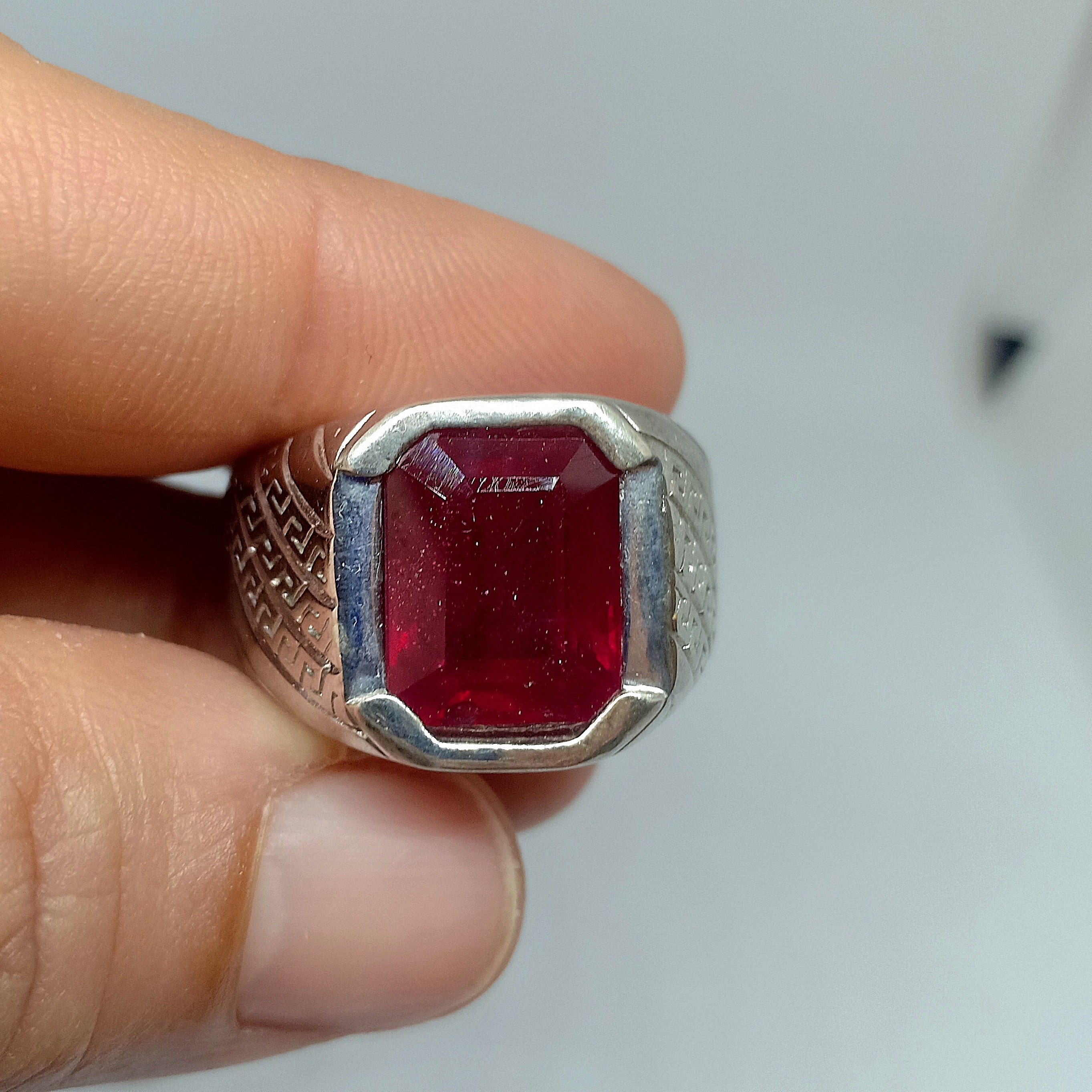 Genuine Ruby Ring Emerald Cut Ruby Mens Ring Ruby Ring | Etsy
