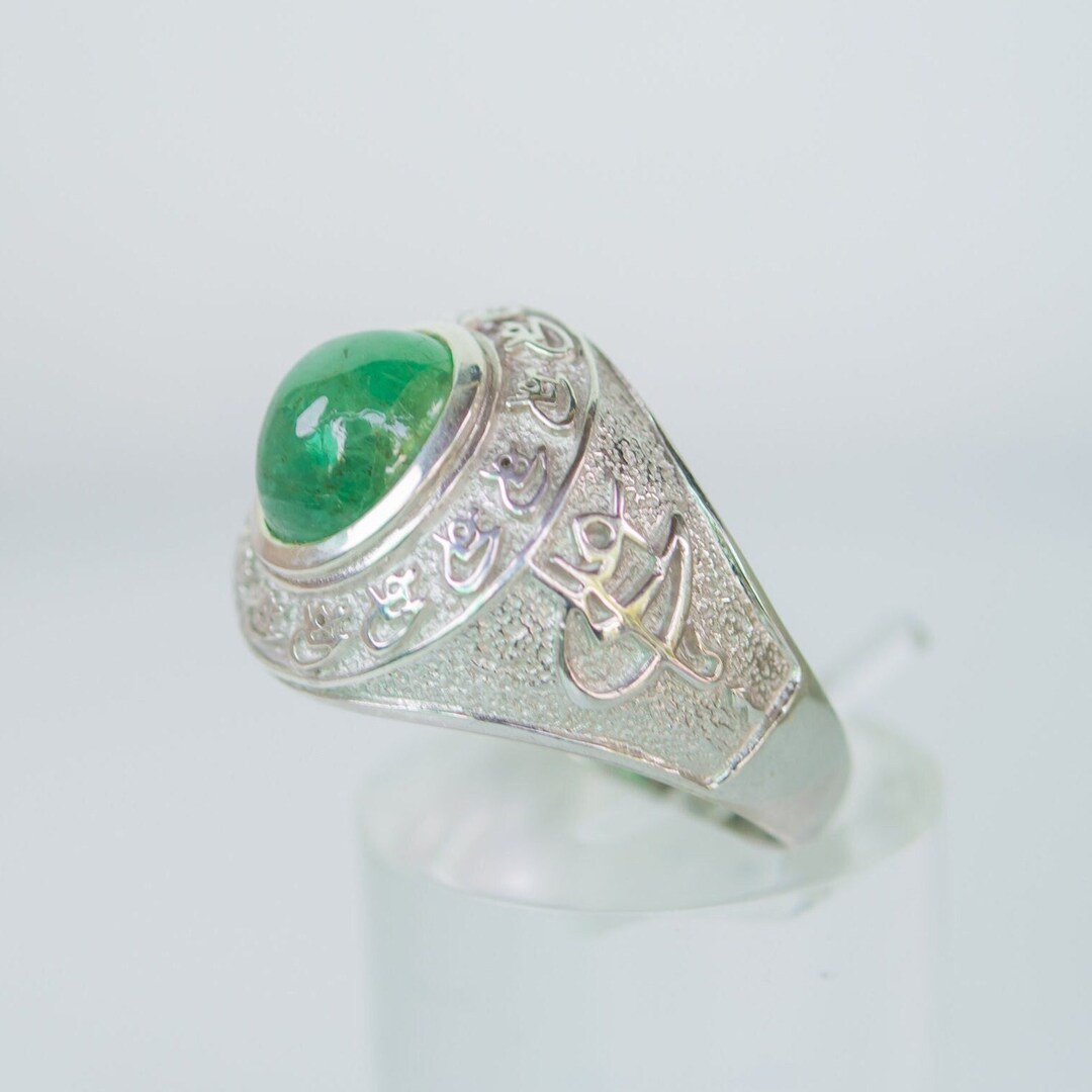 Natural Zambian Emerald Ring for Men, Islamic Shia Ring Ali Ring Silver ...