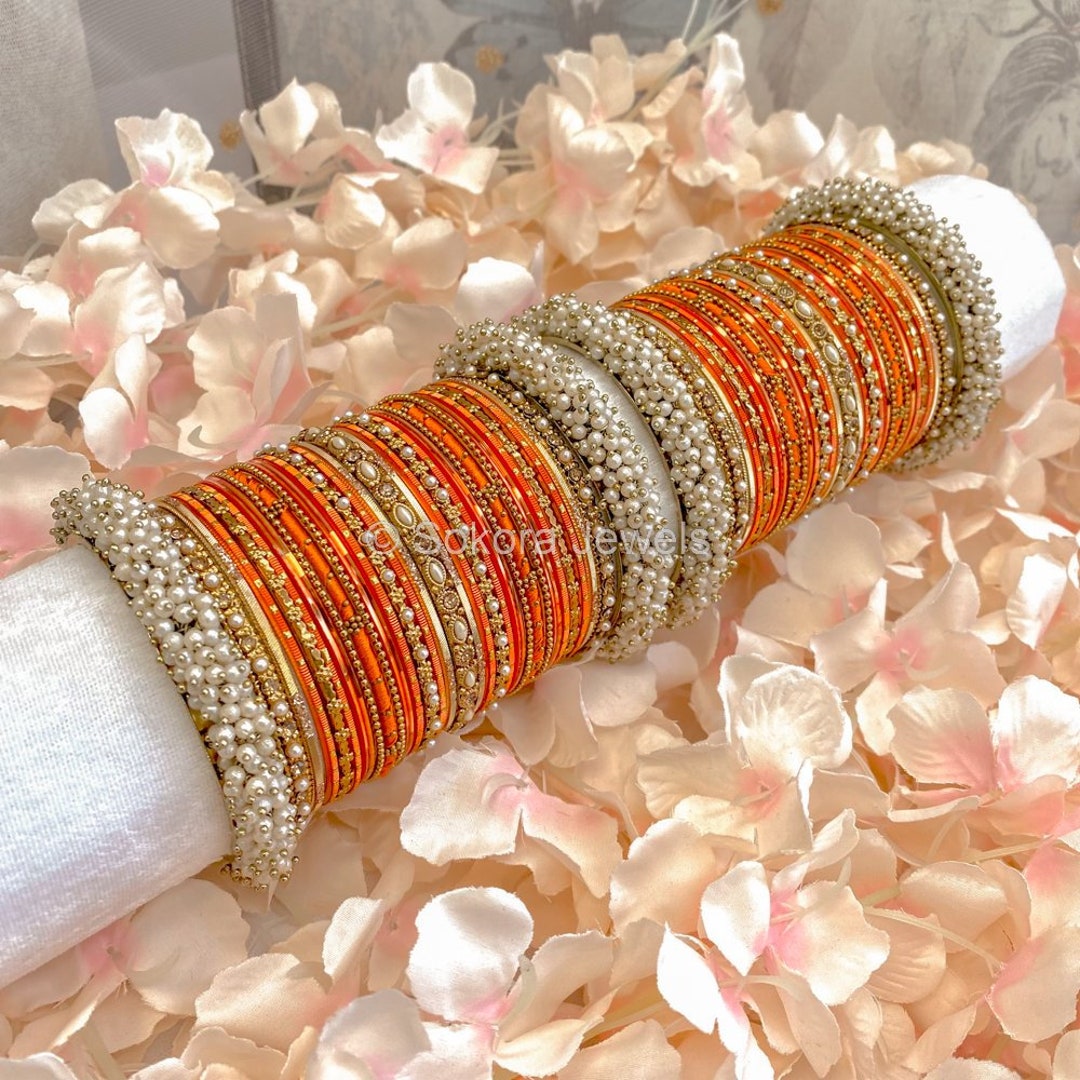 Thanjina Orange Bangle Stack - Etsy