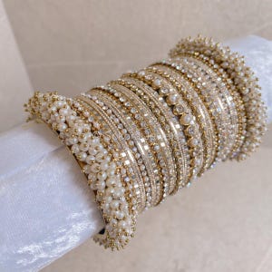Thanjina Pearly Shimmer Bangle Stack Golden - Etsy