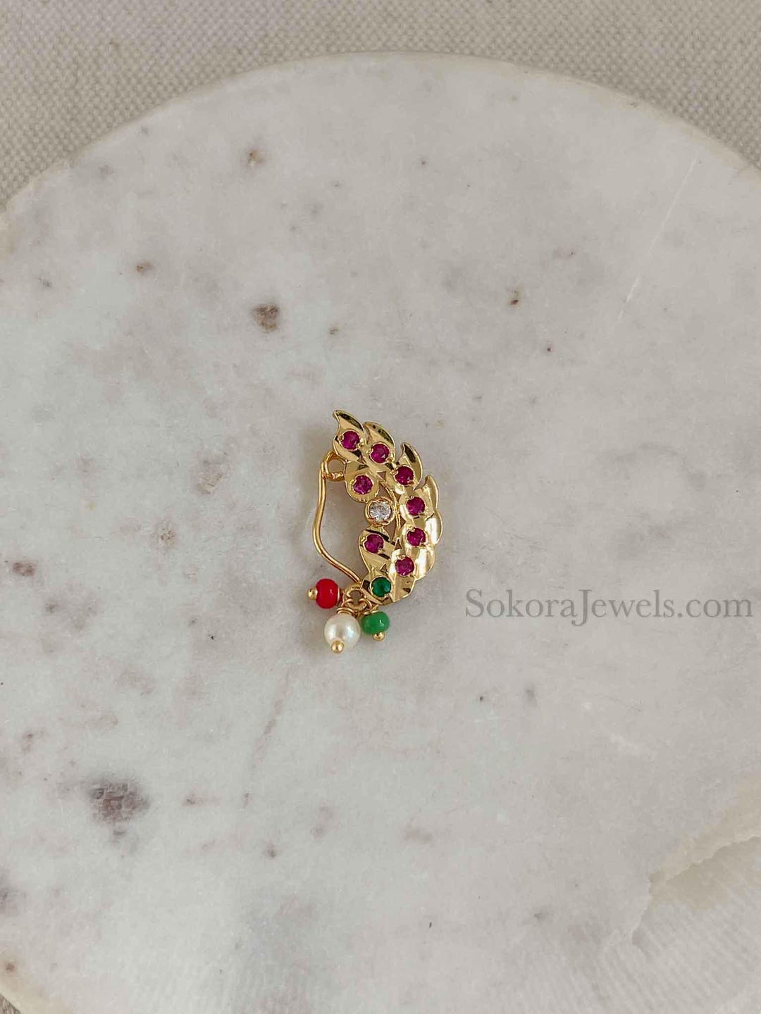 Medium Bright Gold Ruby Detail Nose Pin - Slide Type - Etsy
