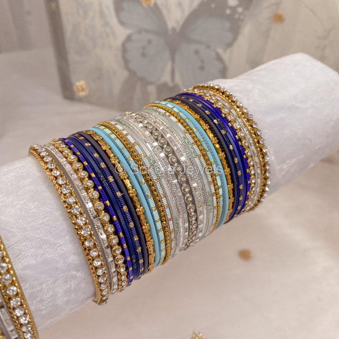 Ombre Blue Bangles Set, Indian/ Pakistani/ Fashion Bracelet/set for Two ...