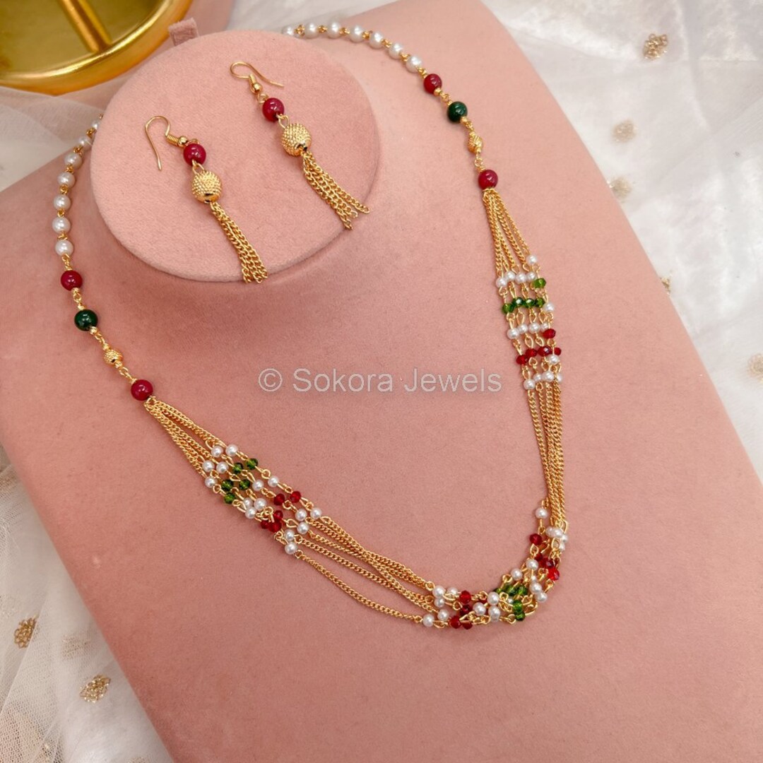 Red and Green Chain Mala Set - Etsy