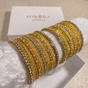 Small Yellow Glitter Bangle Set - Etsy