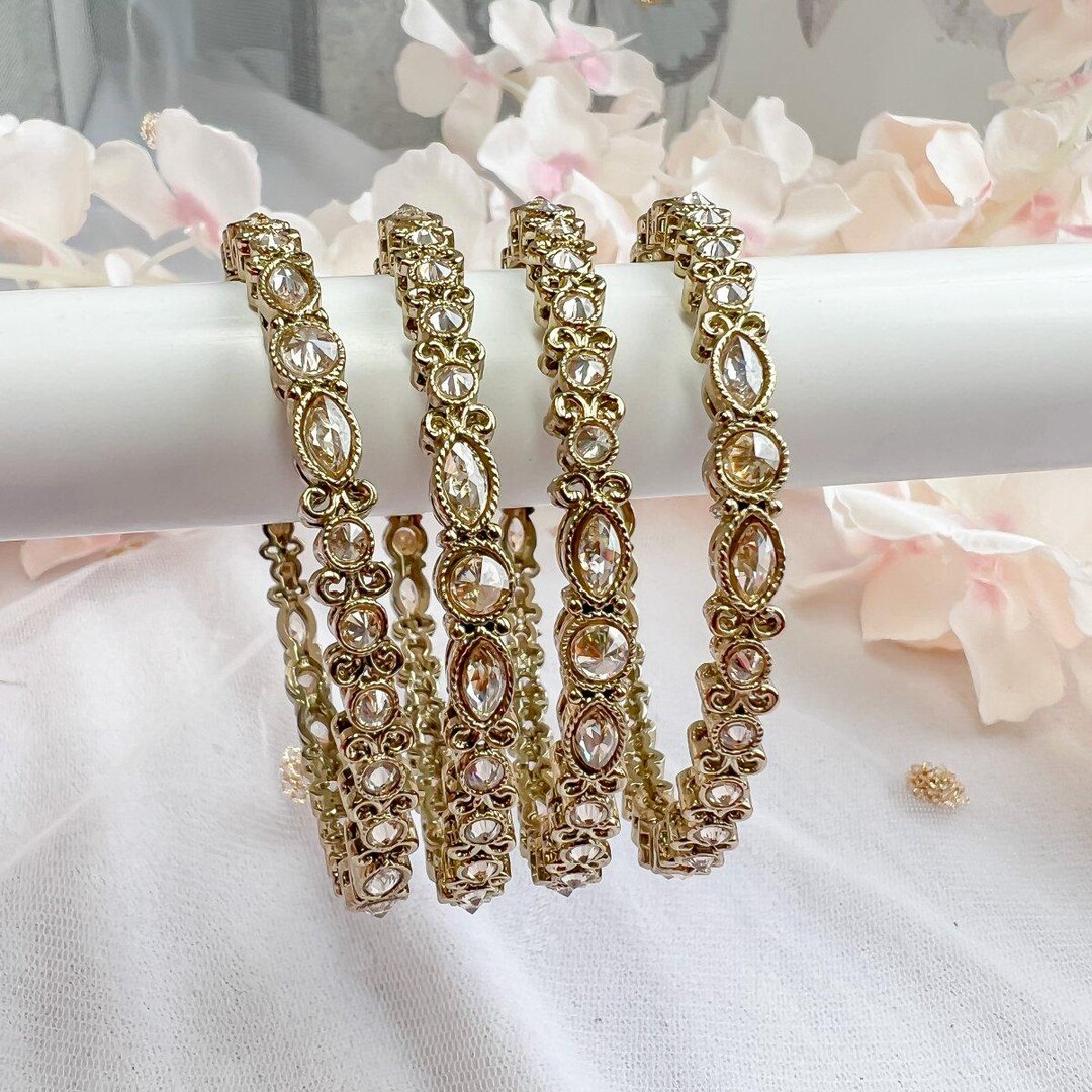 Eleanor Antique Gold Zircon Bangles - Etsy