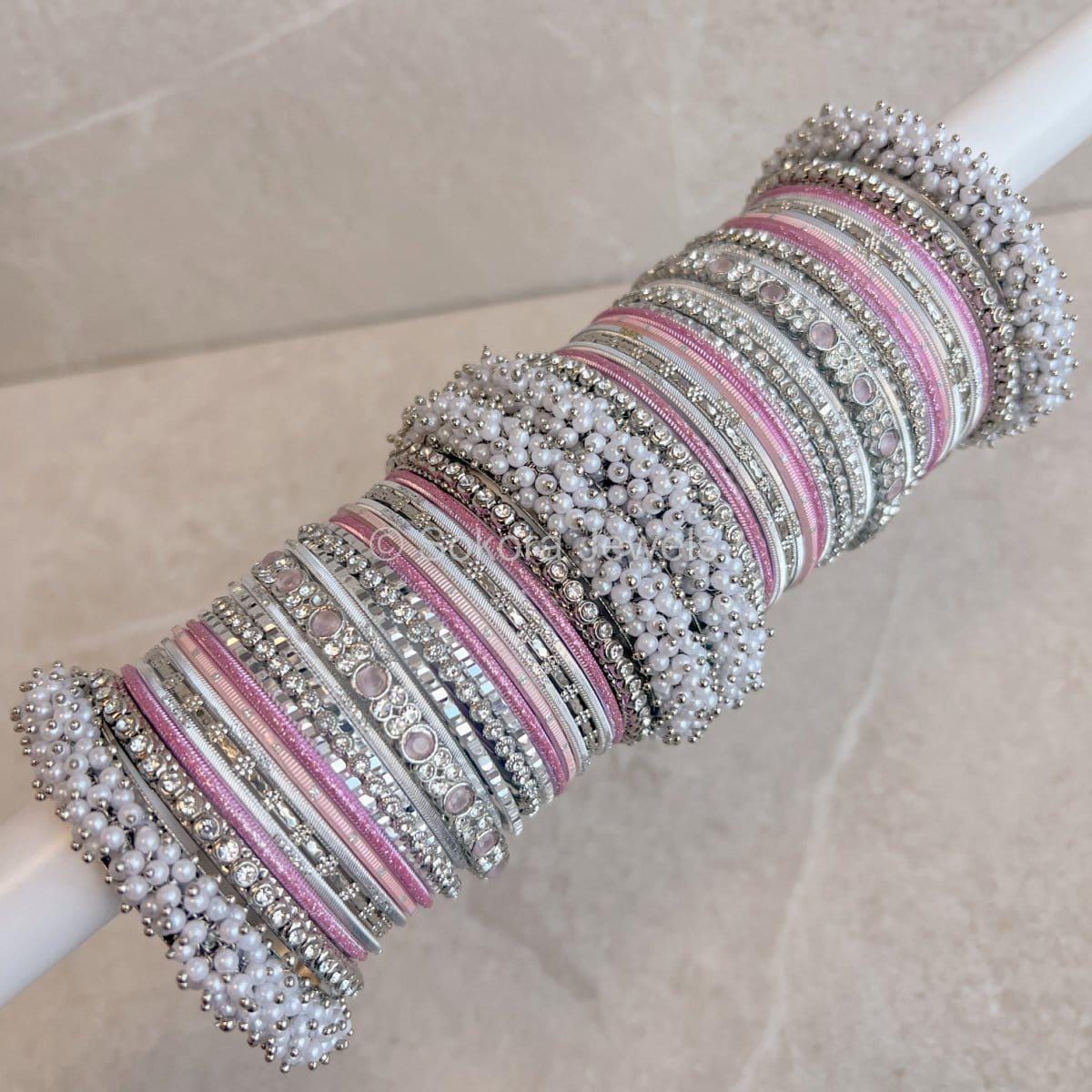 Thanjina Silver and Pink Bangles Stack - Etsy