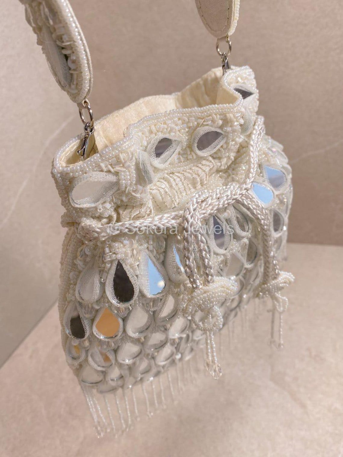 Mirror & Tassel Bag - White - Etsy